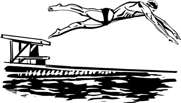 Swimmer Diving Drawing