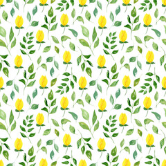 Sewing fabric with Floral seamless pattern with yellow roses and ...
