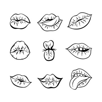 Kiss Lips Outline Images – Browse 7,666 Stock Photos, Vectors, and ...