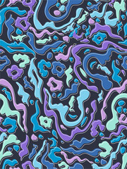 Sewing fabric with abstract liquid curve shapes vector seamless pattern ...