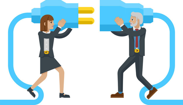 Two People Connect Cartoon Images – Browse 807 Stock Photos, Vectors ...