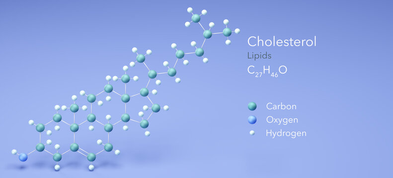 Cholesterol Molecule With Carbon Atoms
