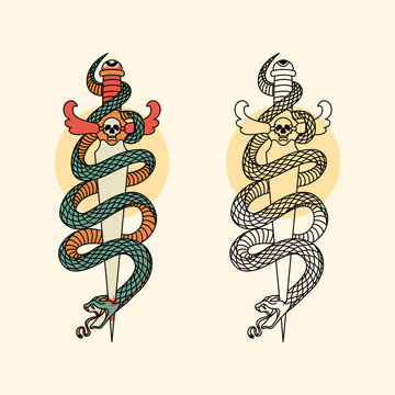 Old School Snake Tattoo Design