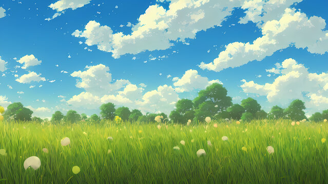 Grass Field Background Anime