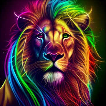 Colorful Lion Desktop Wallpaper