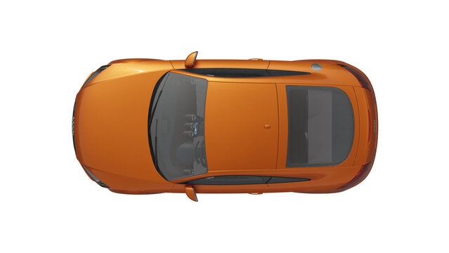 Car Overhead View Of Orange