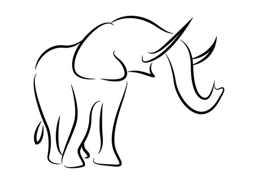 Simple Elephant Outline Trunk Up