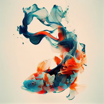 Abstract Koi Fish Paintings
