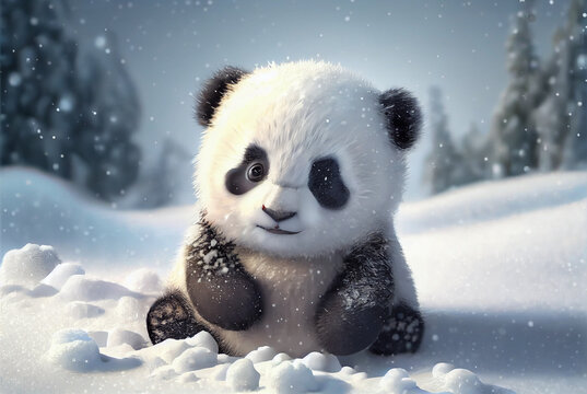 Baby Panda In Snow Wallpaper
