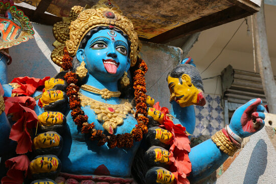 Blue Hindu God With Multiple Arms