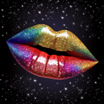 Rainbow Glitter Lips