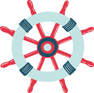 Red Ship Wheel Clip Art