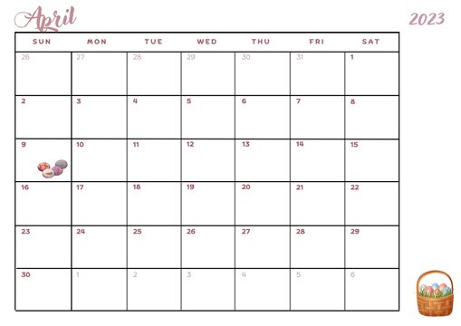 Easter 2019 Calendar