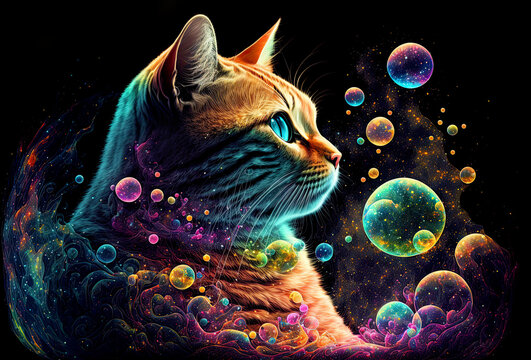 Psychedelic Space Cat