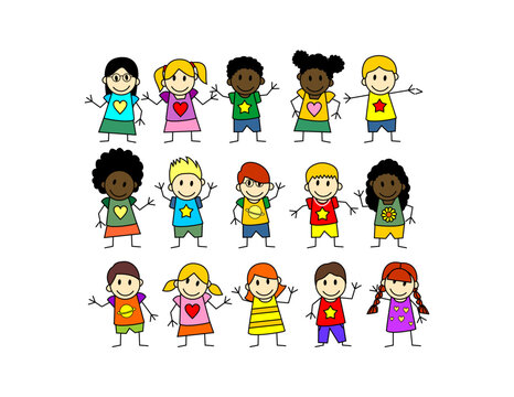 School Stick Kids Clip Art