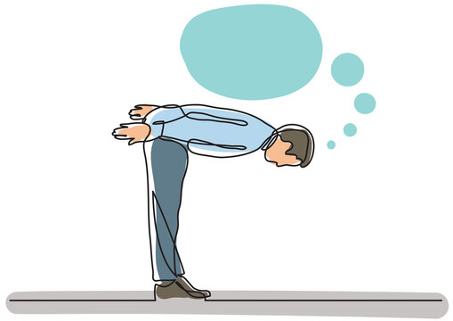 Cartoon People Bowing To King