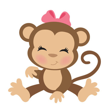 Girl Monkey Baby Shower Clip Art
