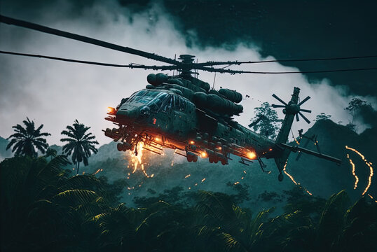 Helicopter Gunship Firing