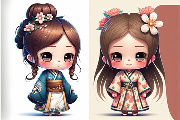 Cute Anime Chibi Japanese Girl Stock Illustration Adobe Stock