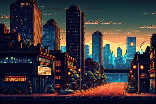 16 Bit City Background