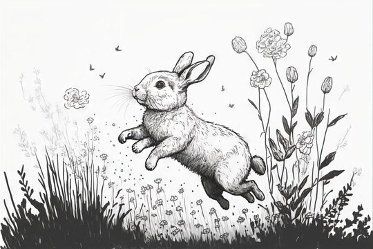 Rabbit Jumping Drawing