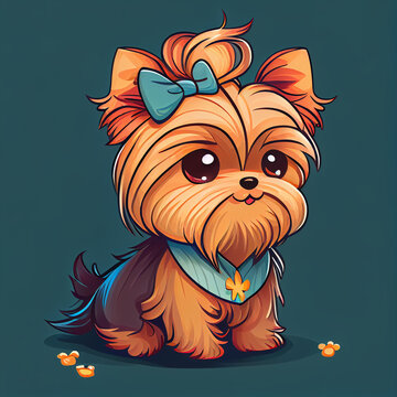 Cute Cartoon Yorkie Puppy