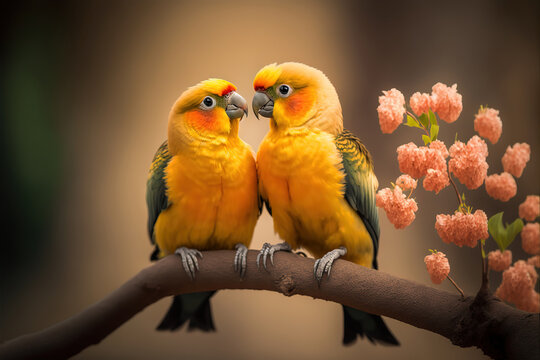Cute Love Birds Kissing