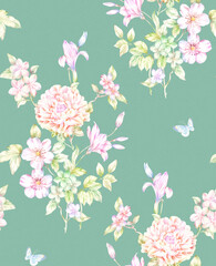 Sewing fabric with Classic Popular Flower Seamless pattern background ...