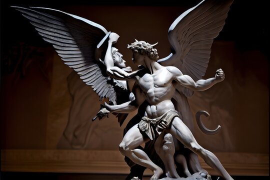 Angel Fighting Demon Statue
