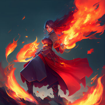 Anime Girl Fire Mage