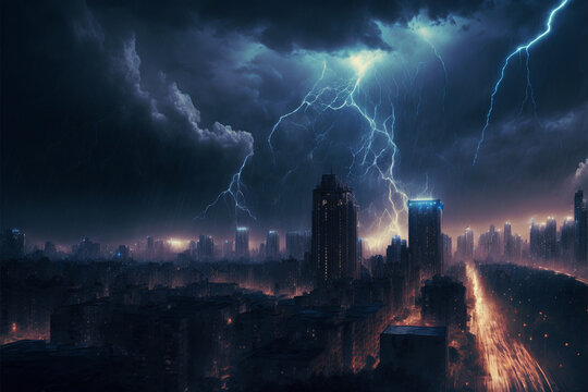 Lightning City Wallpaper