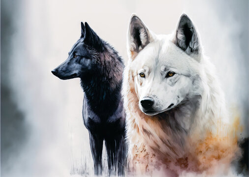 White Wolf And Black Wolf Mates