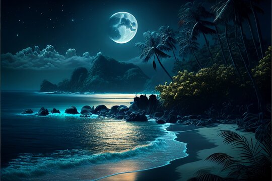 Full Moon Night Beach