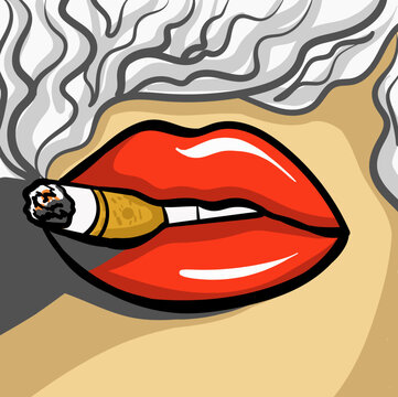 Lips Smoking Drawing