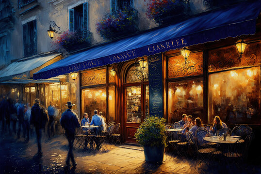Paris Cafe At Night
