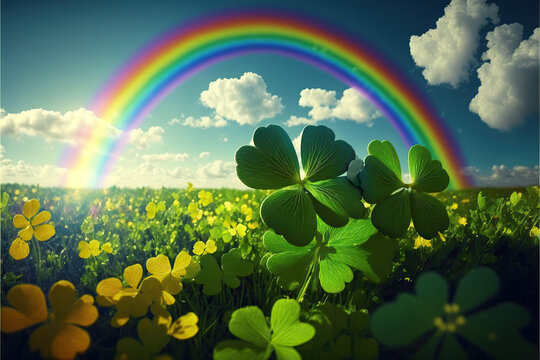 Shamrock And Rainbow Background