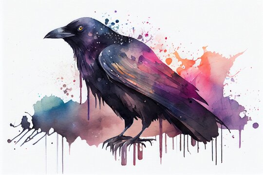 Watercolor Raven