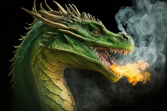 Dragon Side View Breathing Fire