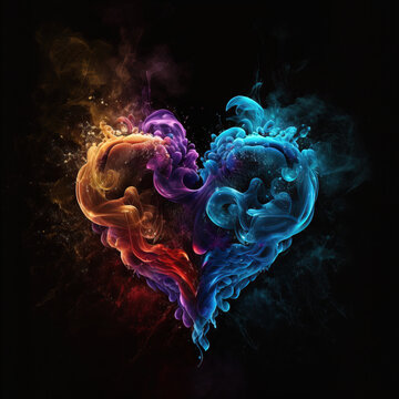 Rainbows And Hearts With Flames