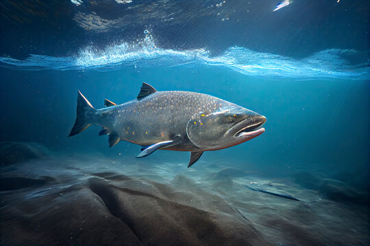 Salmon Swimming In Ocean