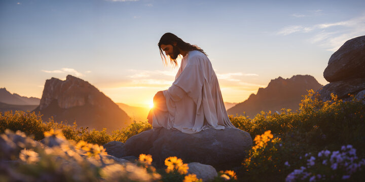 Jesus Praying On The Mountain