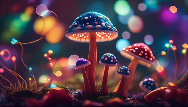 Neon Mushroom Wallpaper