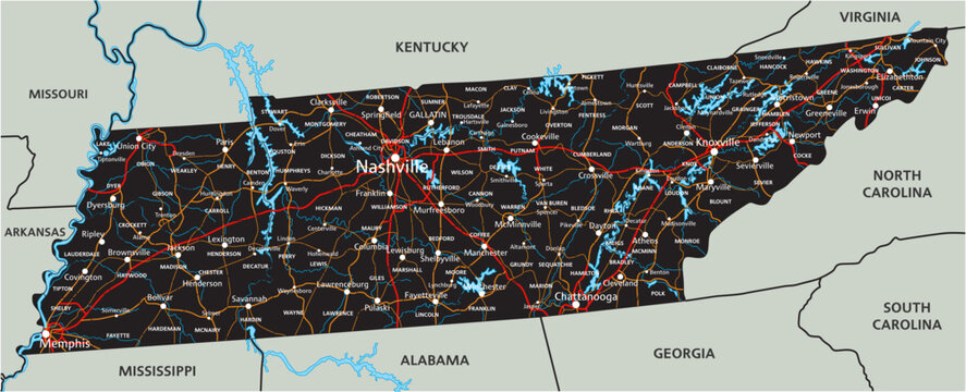 Tennessee Road Map Images – Browse 2,401 Stock Photos, Vectors, and ...