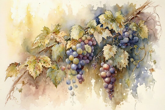Grapevine Watercolor Images – Browse 43,420 Stock Photos, Vectors, and ...