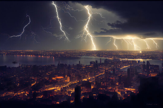 Lightning City Wallpaper