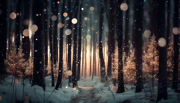 Sparkling Snow At Night