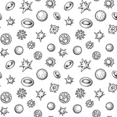 Sewing fabric with Blood cells seamless pattern. Hand drawn ...