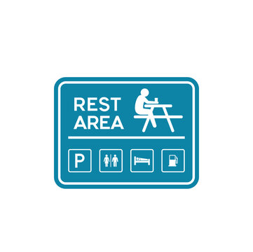 Blue Rest Area Sign
