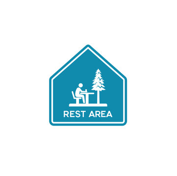 Blue Rest Area Sign