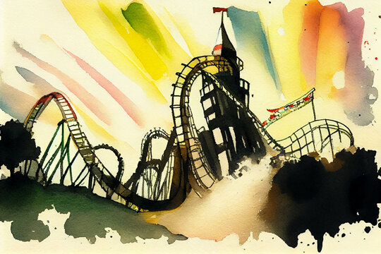 Vintage Roller Coaster Illustration